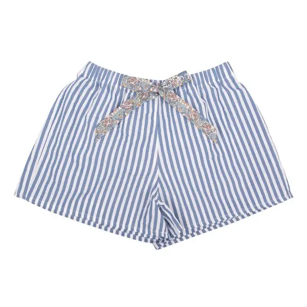 LE COLONEL Blue / White Blue Stripes Seersucker Pyjama Shorts - Blue/white