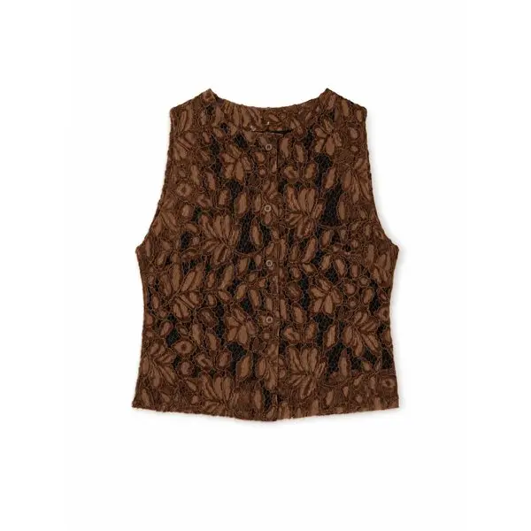 Carmen Says Lovers Velvet Lace Occasion Top - Brown