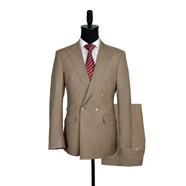 DAVID WEJ Neutrals Aldo Double Breasted Suit - Beige