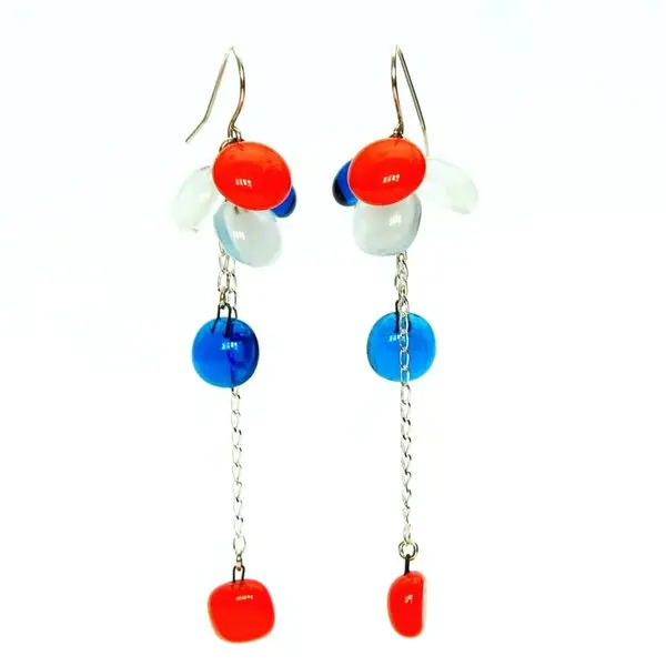 LAURA DAILI Red / White / Blue Paris Lights Earrings - Red/white/blue
