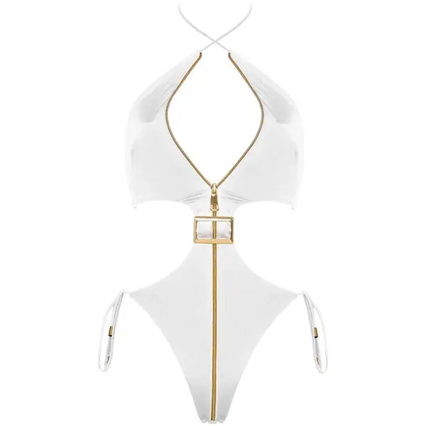ANTONINIAS Cynus Cut-out One-piece With Gold Details - White