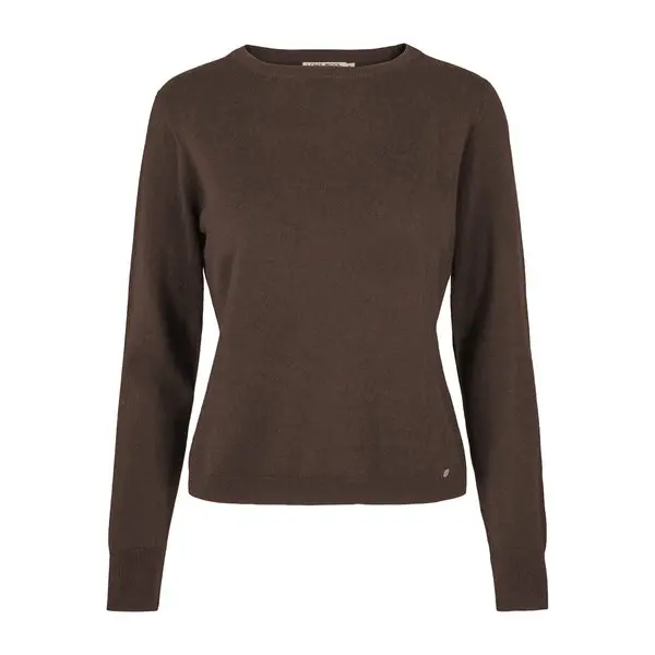 TIRILLM Sasha Basic Cashmere Pullover With Round Neck, Chocolate - Brown