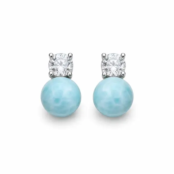 ORMIRO Mermaid's Tear Larimar Stud Earrings - Blue