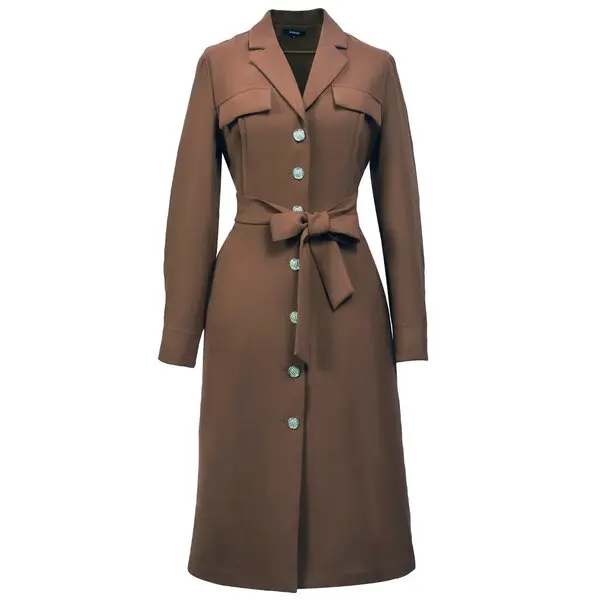 SMART AND JOY Minimalist Safari Style Dress - Brown