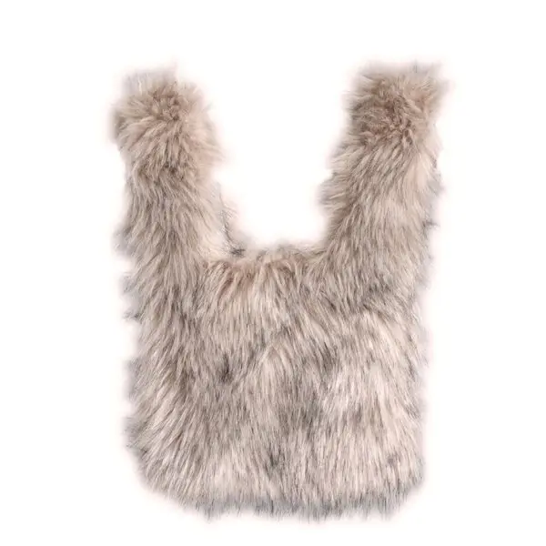LOVE AND NOSTALGIA Frankie Fur Bag Grey - Brown