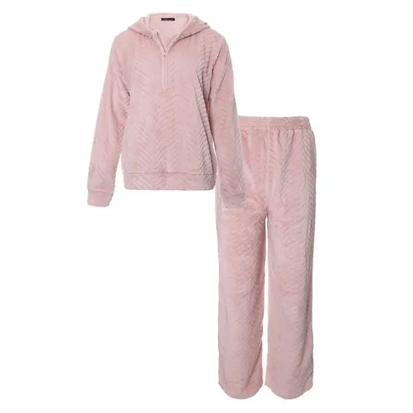 PRETTY YOU Cosy Chevron Co-ord Lounge Suit In Rose - Pink
