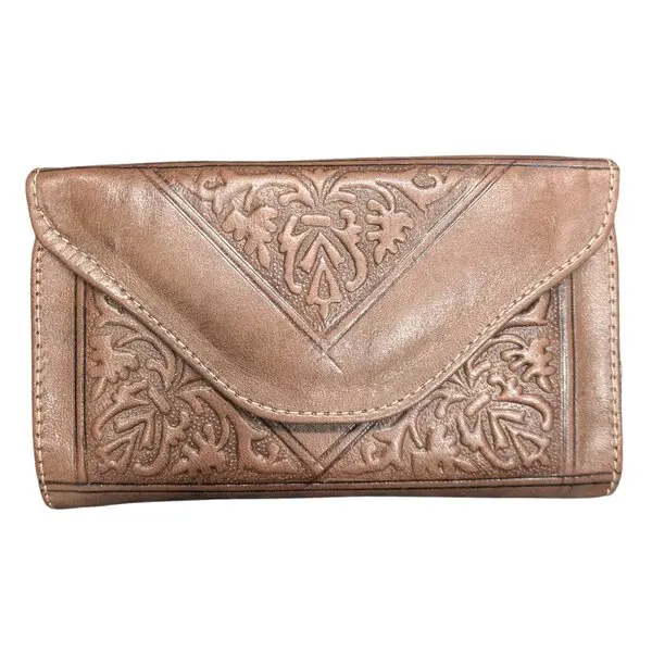 BERBER LEATHER Small Leather Tri-fold Purse Dark - Brown