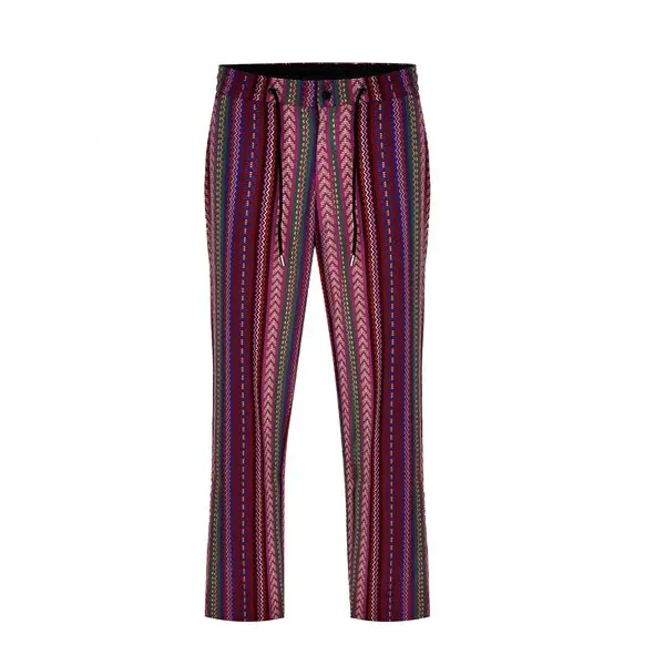 DAVID WEJ Dareski Tribal Print Drawstring Trousers Wine Multi - Red