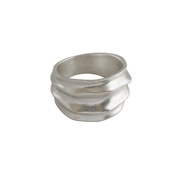 JANUS EDINBURGH Sterling Sandwood Chunky Wave Ring Band - Silver