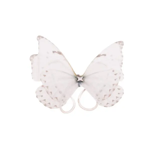 Oana Savu White / Silver White Butterfly Silk Ring Sterling Silver Adjustable Base Bridal Jewelry - White/silver