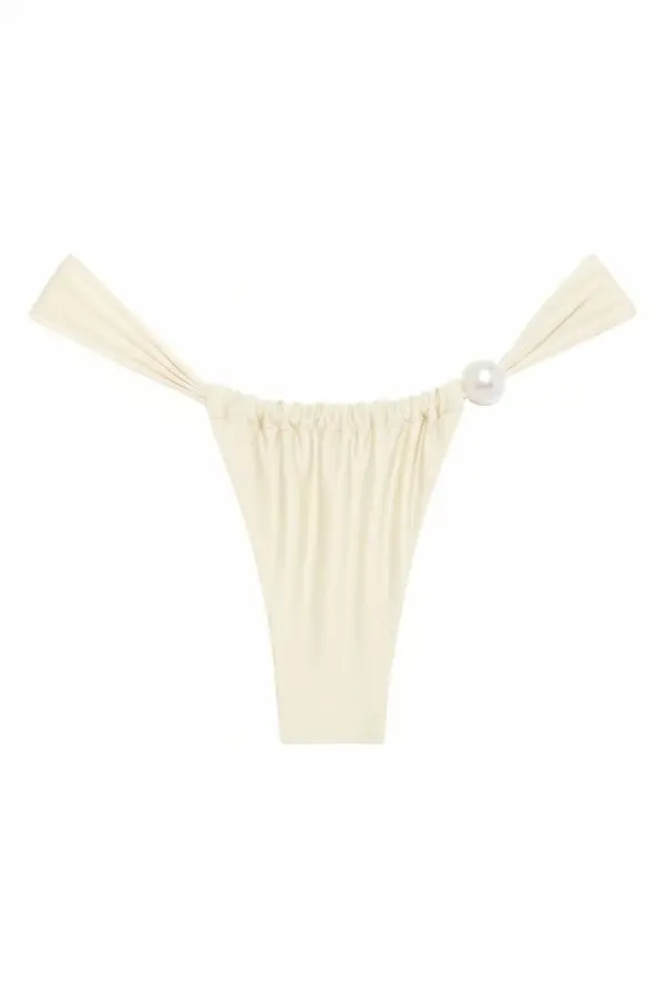 MONTCE Neutrals Cream Silkie Sandra Pearl Bikini Bottom - White