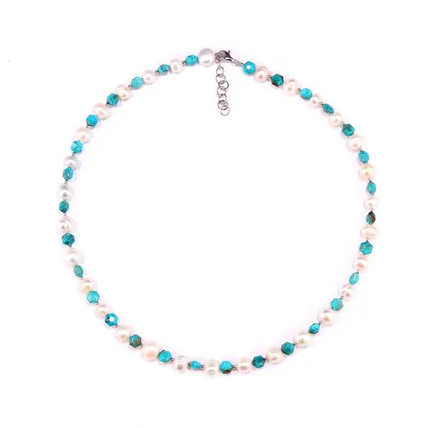 MINERALGEMS ✩ STUDIO Blue / White Turquoise And Pearl Necklace - Blue/white