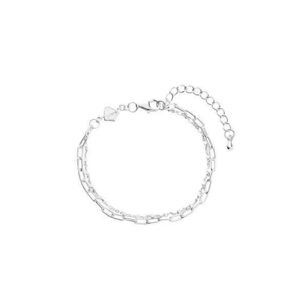 VANCHI Mini Paperclip Double Chain Bracelet - Silver