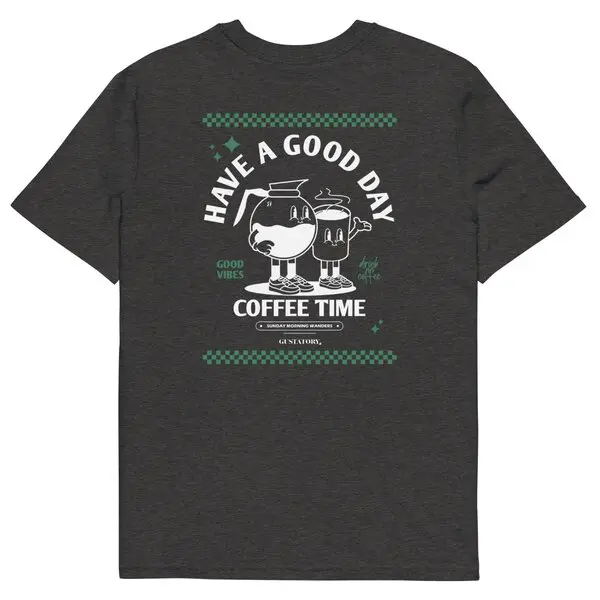 ANCHOR & CREW Heather Gustatory Have A Good Day Organic Cotton Embroidered T-shirt - Black