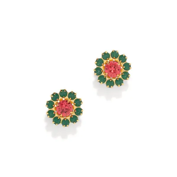THE PINK REEF Tiny Georgian Stud In Indian & Emerald - Pink