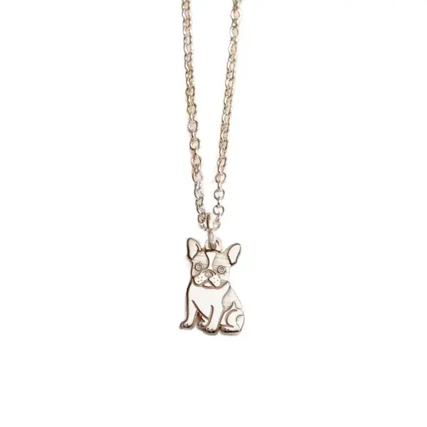 POSH TOTTY DESIGNS Sterling French Bulldog Dinky Charm Necklace - Silver