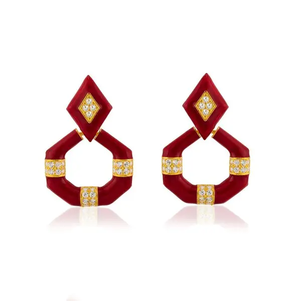 MILOU JEWELRY Geometric Drop Earrings - Red