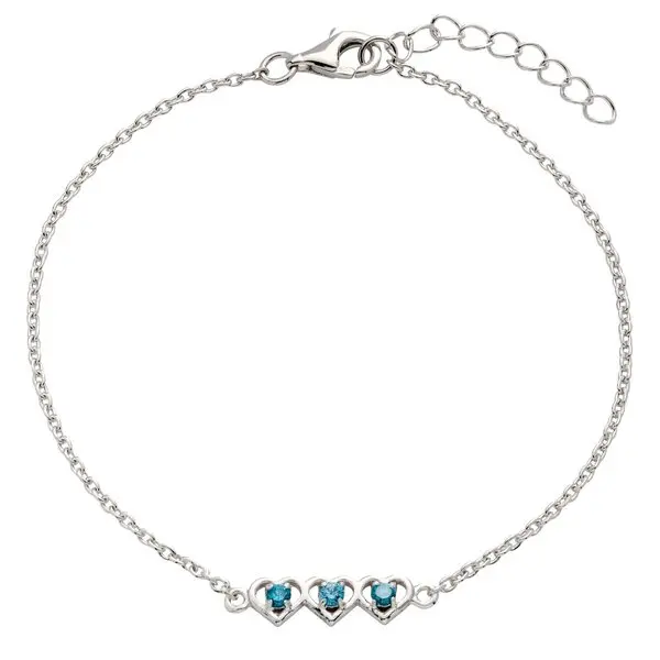 BELINDA JEWELZ Blue / Silver Swiss Blue Triple Heart Bracelet - Blue/silver
