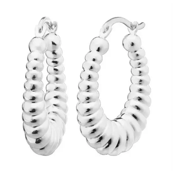 GOLD & HONEY Scalloped Hoops - Silver