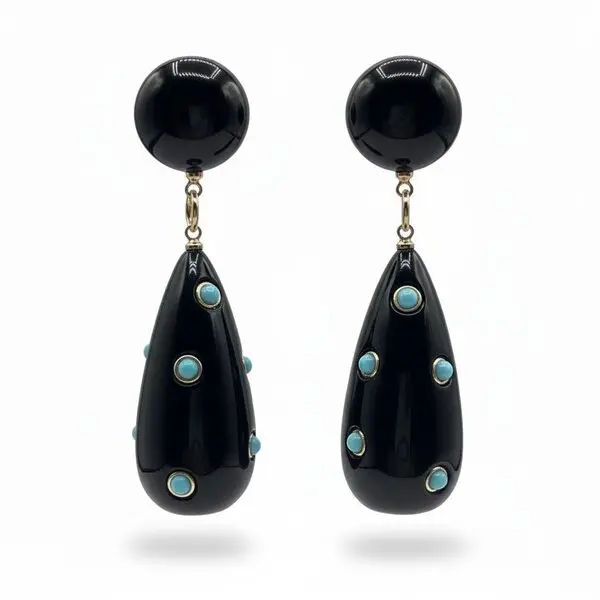 MICHAEL NASH JEWELRY Kathryn And Turquoise Drop Polka Dot Earrings - Black