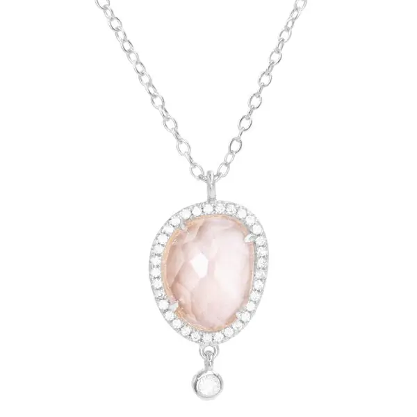 KAMARIA Pink / Silver Johari Lab Created Gemstone Necklace With Crystals Morganite Silver - Pink/silver