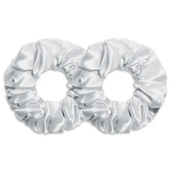 6FIFTYTWO® Pure Mulberry Classic Silk Scrunchies - White