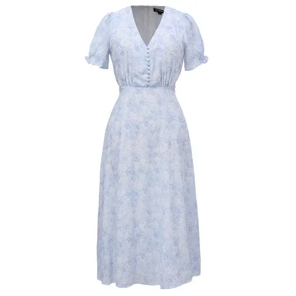 SMART AND JOY Flared Empire Dress With Liberty Print Light - Blue