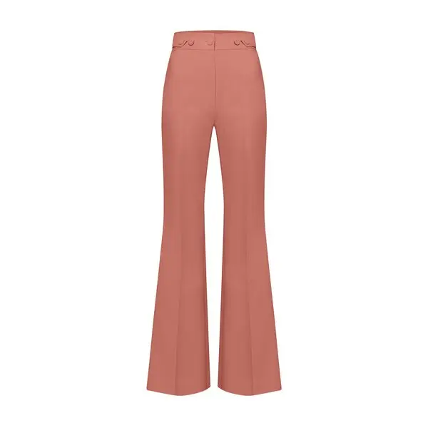 TIA DORRAINE Flared Trousers With Adjustable Waist Dusty Rose - Pink