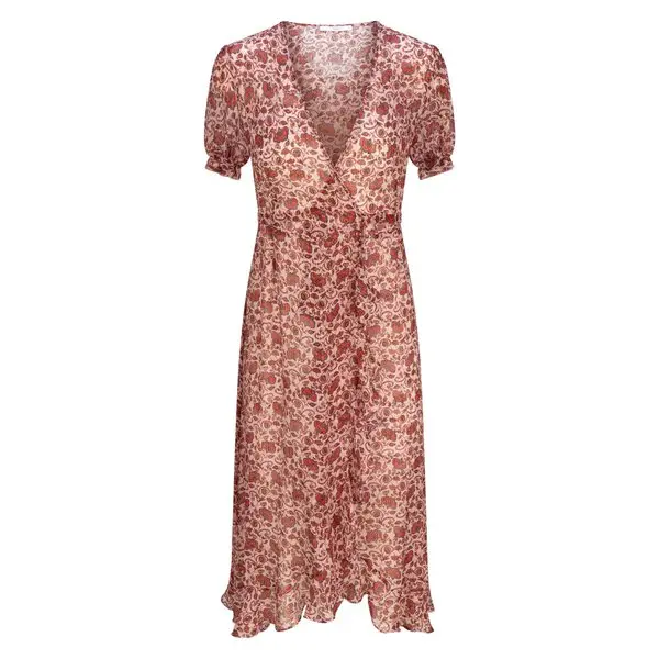 INTROVERTIE VIENNA Vienna Paisley Silk Wrap Dress Maxi - Red
