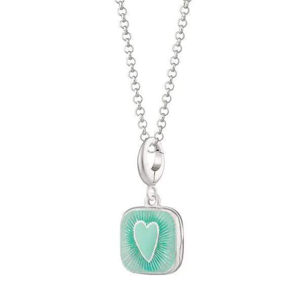 LILY CHARMED Silver / Blue Sterling Silver Turquoise Heart Locket Necklace - Silver/blue