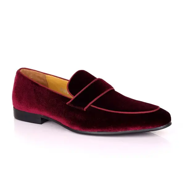 DAVID WEJ Alf Velvet Loafers – Wine - Red