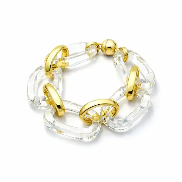 GOLD & HONEY Clear And Rectangle Link Lucite Bracelet