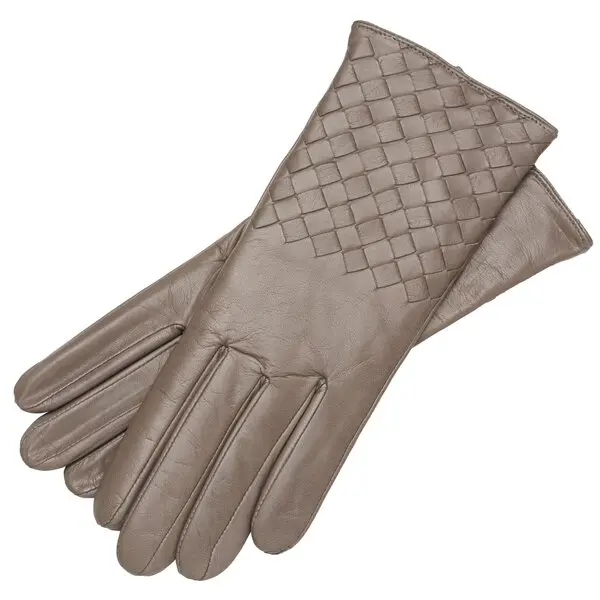 1861 GLOVE MANUFACTORY Trani Woven Leather Gloves - Grey
