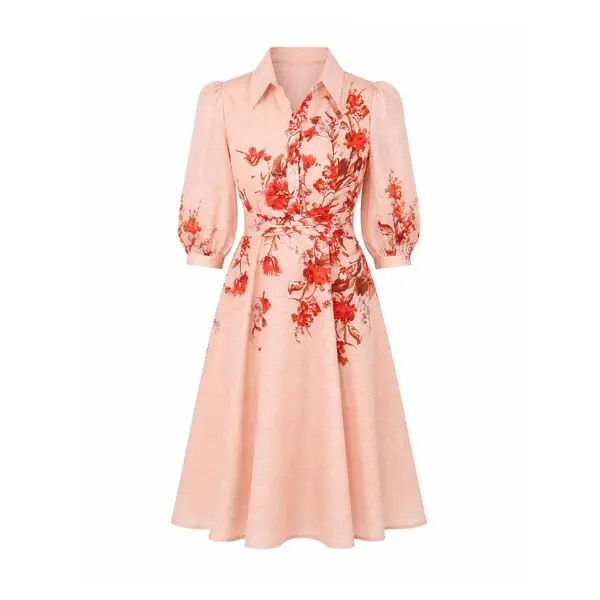 GIRL IN MIND Renata Floral Boarder Print Print Midi Dress - Pink