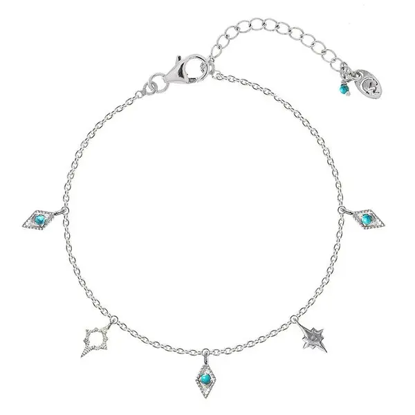 CHARLOTTE'S WEB JEWELLERY Blue / Silver Medina Silver Charm Anklet Turquoise - Blue/silver