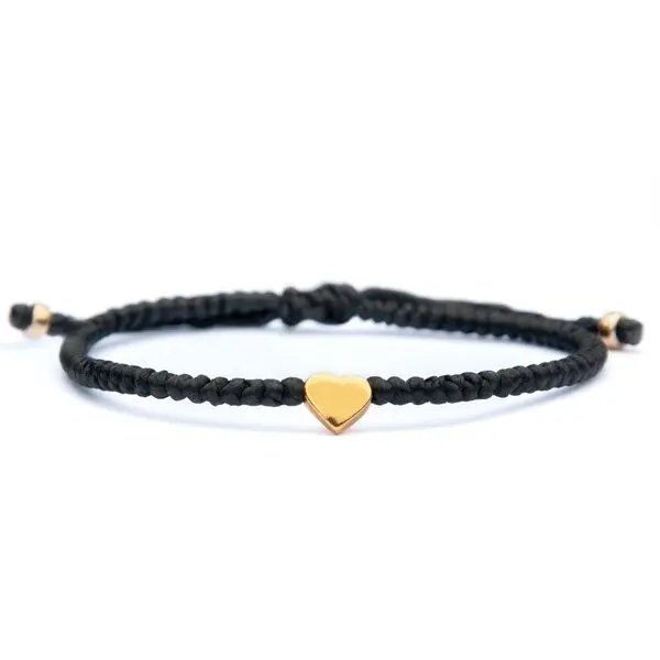 HARBOUR UK Valentino Gold Vermeil Heart Rope Bracelet - Black