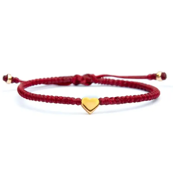 HARBOUR UK Valentino String Bracelet With Gold Heart Bead - Red