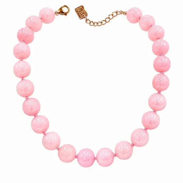 MICHAEL NASH JEWELRY Abigail Rose Quartz Knotted Semi Precious Bead Necklace - Pink