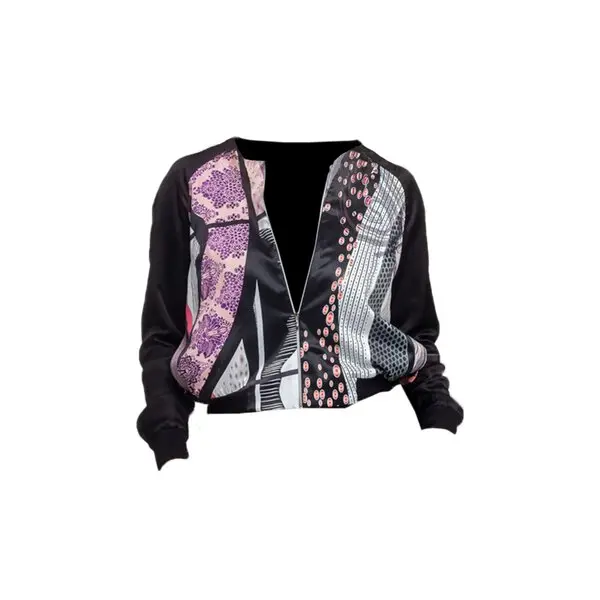 ARTISTA Gaia Printed Zipped Bomber Jacket - Black
