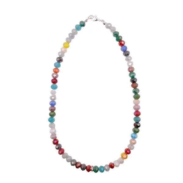 URBANE JEWELRY STUDIO Abstract Rainbow Crystal Necklace - Gray