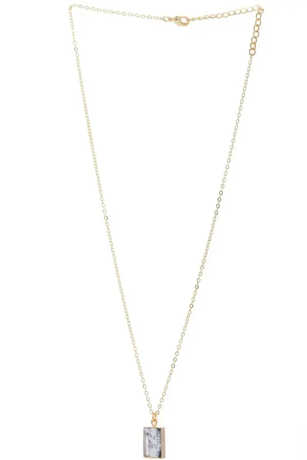 Saachi Square Gemstone Mini Earring And Necklace Set - Grey