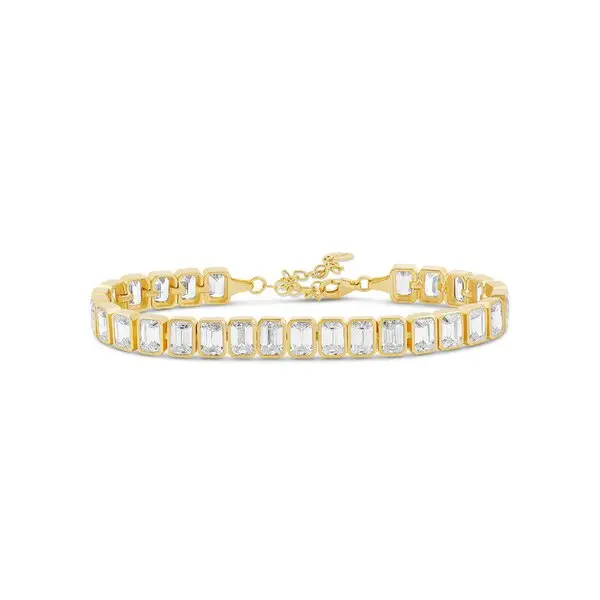 SHYMI Bezel Set Emerald Tennis Statet Bracelet - Gold