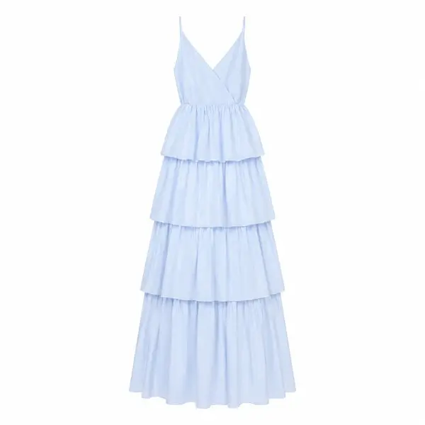 NEVA Althea Tiered Tulle Occasion Maxi Dress Light