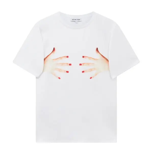 SOUR FIGS White / Red Red Manicure Hands Graphic T-shirt In White - White/red