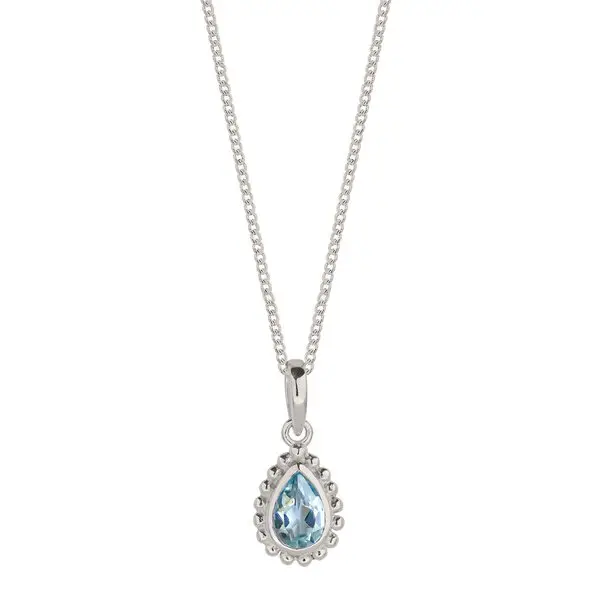 CHARLOTTE'S WEB JEWELLERY Blue / Silver November Birthstone Sterling Silver Necklace Blue Topaz - Blue/silver