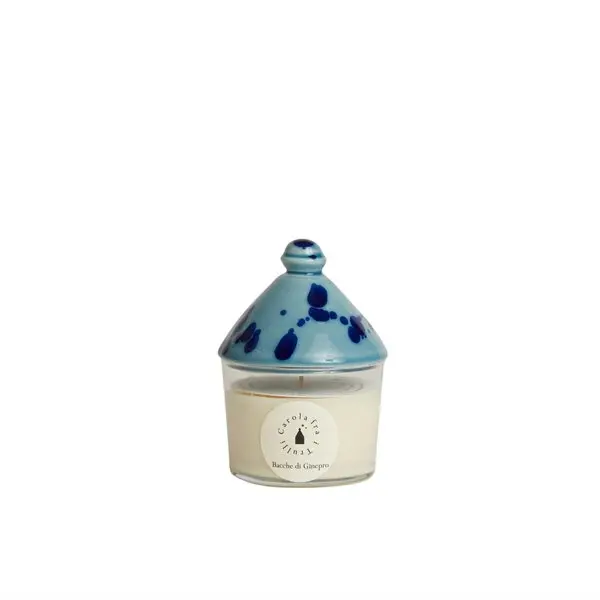CAROLA FRA I TRULLI Trullino Candle With Juniper Berries Scented Soy Wax Candle - Blue