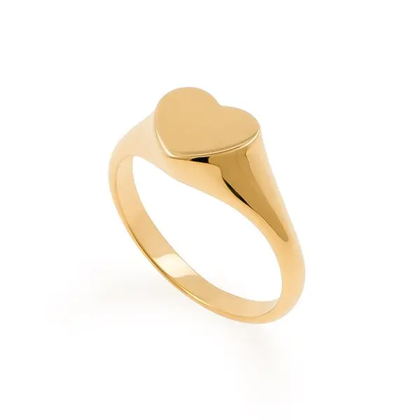 Côté Caché Heart Signet Ring - Gold