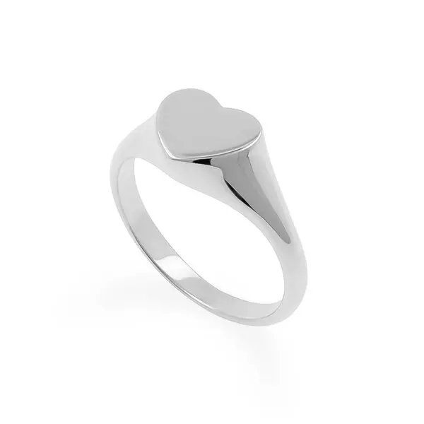 Côté Caché Heart Signet Ring - Silver
