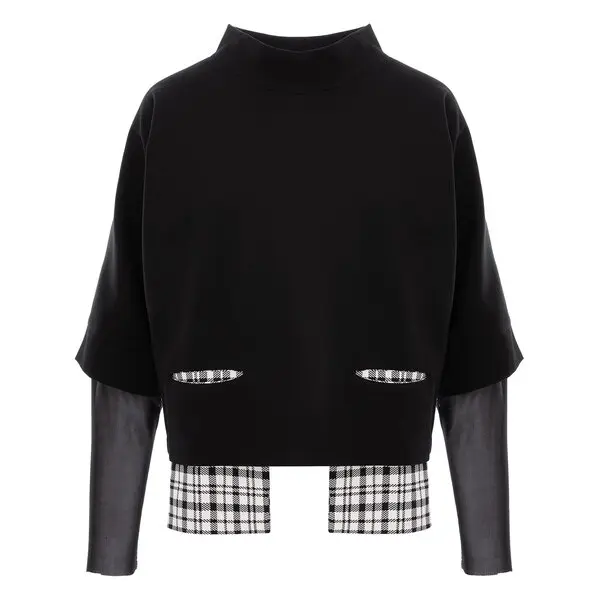 LARISA DRAGNA Midnight Tee Contrast Blouse - Black
