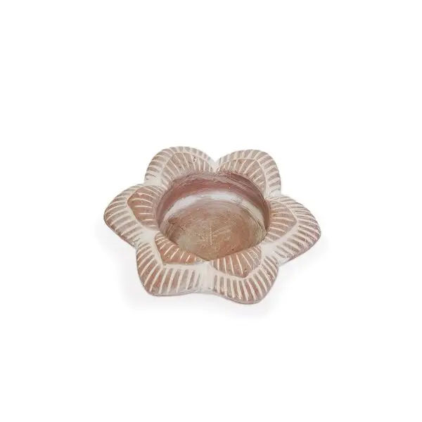 KORISSA Neutrals Terracotta Tea Light Candle Holder Flower - Orange